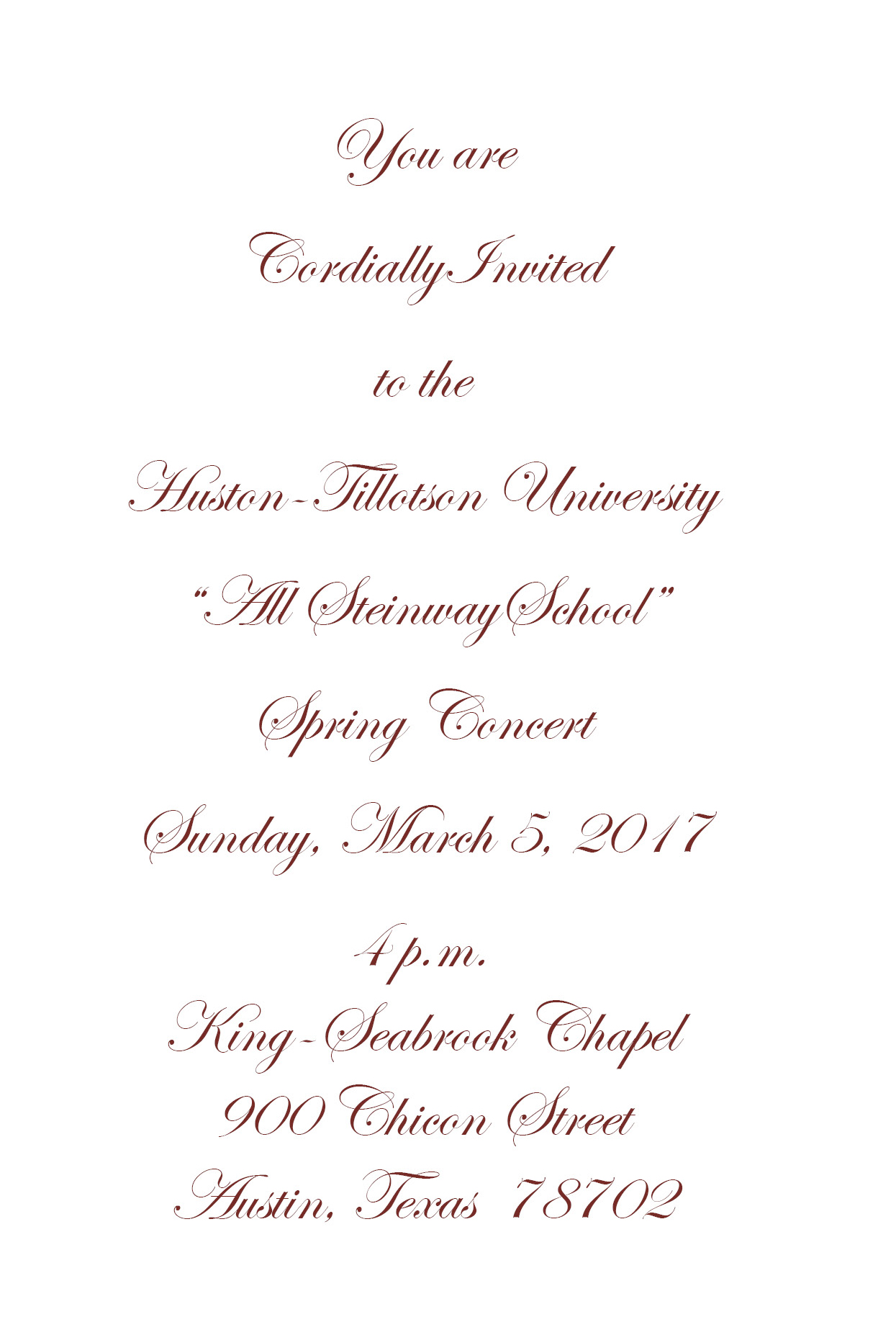 Your Invitation To The HT Concert Choir Spring Performance Huston 